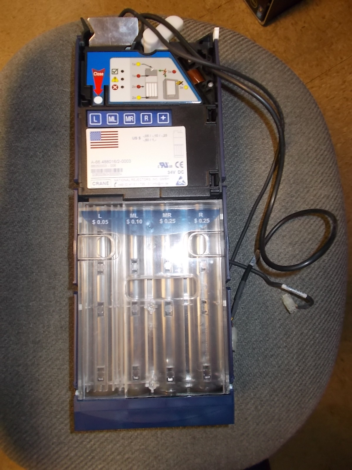 CRANE CURRENZA A66 Coin Mech Changer Acceptor Mechanism - FREE SHIPPING ...