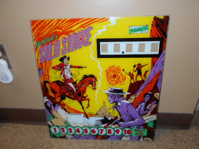 GOLD STRIKE Pinball Machine Game Backglass Backbox Artwork by Gottlieb ...