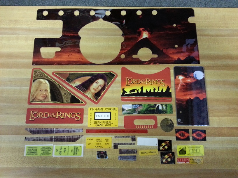 STERN LORD OF THE RINGS Pinball Machine Game 29 piece Plastic/Decal Set ...