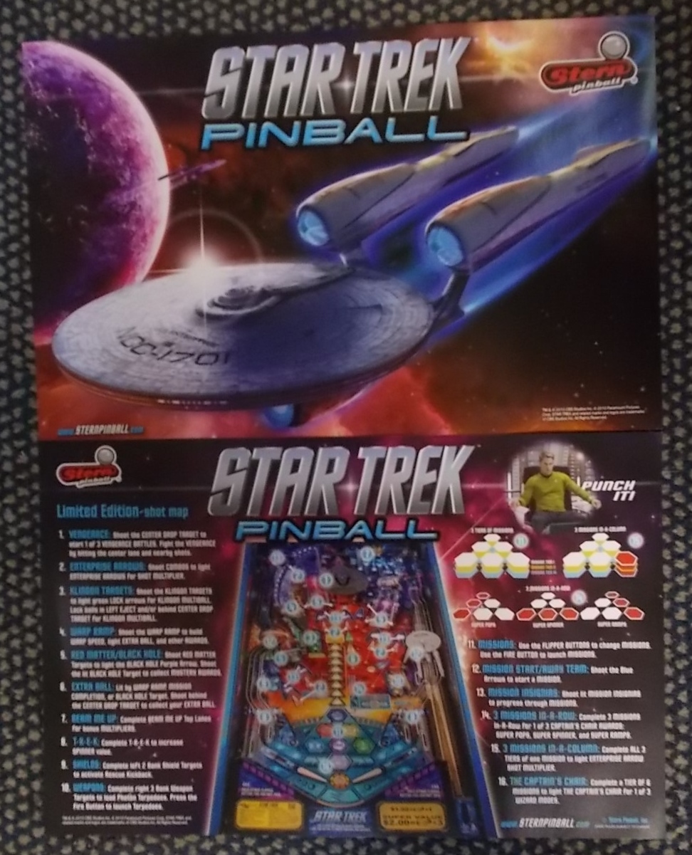 STAR TREK Pinball Machine Game Advertising Promotional 2-Sided Poster ...