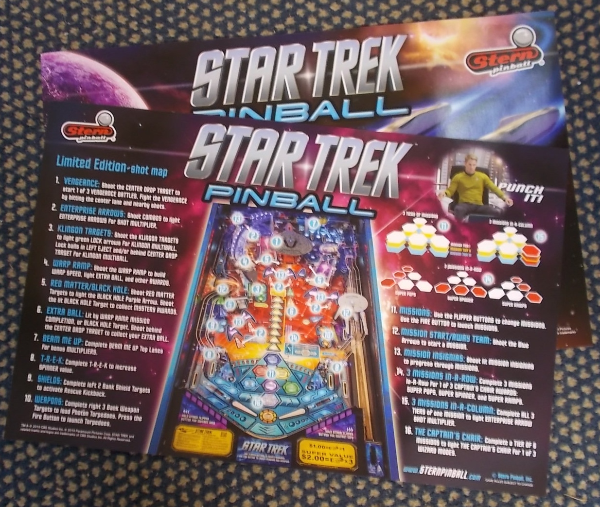 STAR TREK Pinball Machine Game Advertising Promotional 2-Sided Poster ...