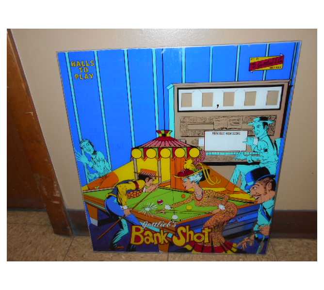BANK SHOT Pinball Machine Game Backglass Backbox Artwork - Gottlieb ...