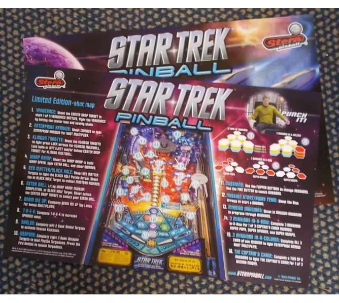 STAR TREK Pinball Machine Game Advertising Promotional 2-Sided Poster ...