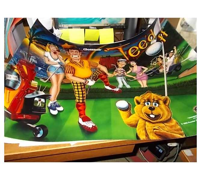 GOTTLIEB TEE'D OFF Pinball Machine Translite Backbox Artwork - NOS ...